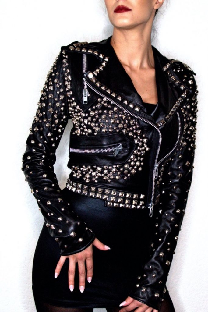 Black Leather Studded Jacket – Toxic Vision – Ande Andrea